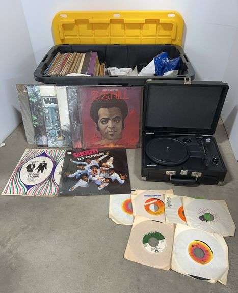 Record player with records, player- 13 12/"W, great - Albrecht Auction ...