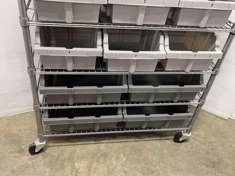 Seville Classics commercial grade NSF bin rack on wheels, includes: 12 ...