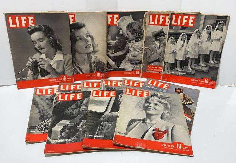(14) Life magazines from the 1940s, includes one from 1939, one is fair ...