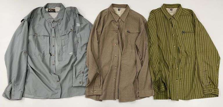 Drake Gray Drake Shirt, Size 2XL, New; (2) North Face Shirts: 1- XLT ...