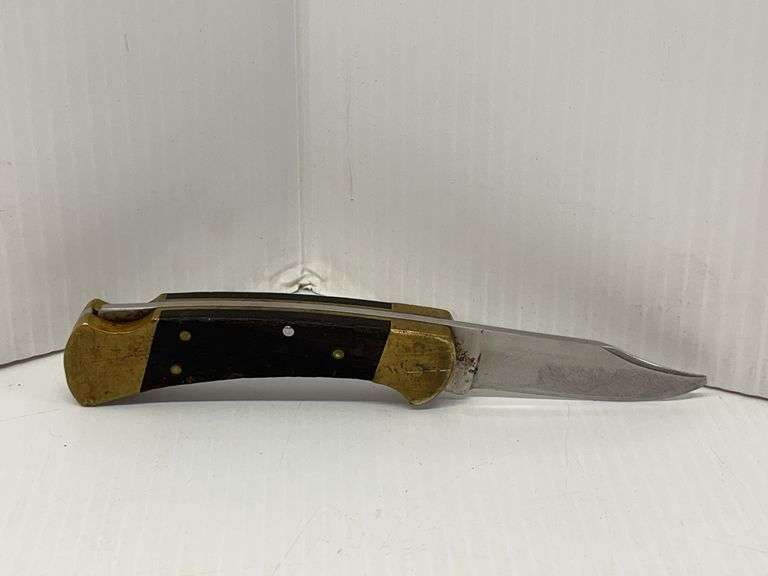 Buck Folding Hunter Knife with Leather Sheath, TN702 - Albrecht Auction ...