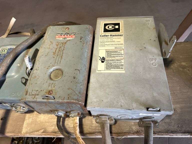 Assorted Electrical Boxes, (3)-Knife Switches, (3)-Magnetic Start Boxes ...