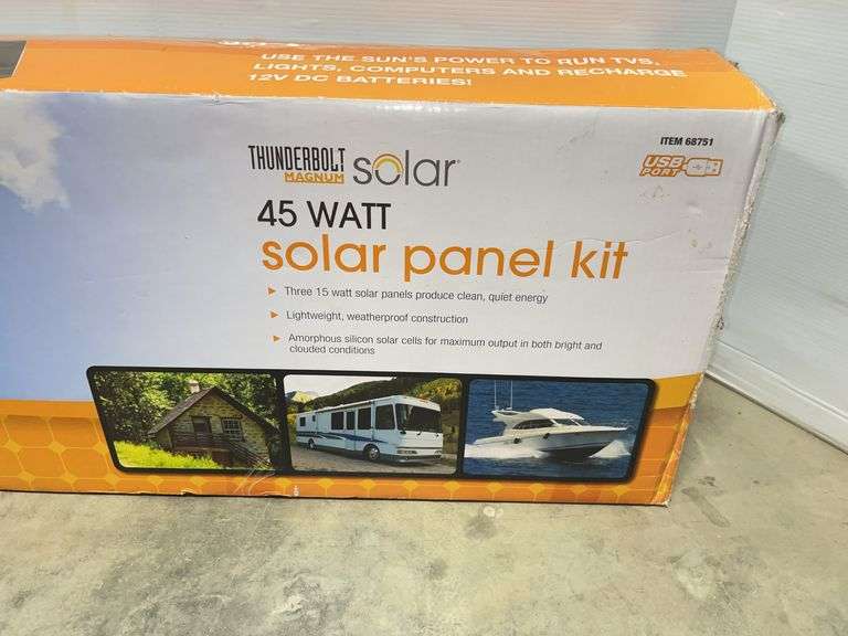 Thunderbolt Magnum 45W solar panel kit, includes 3-panels, charge ...