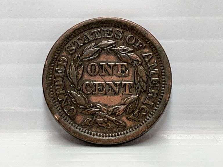 1852 US large cent, nice no-problem coin, very little wear, ex-fine+ ...