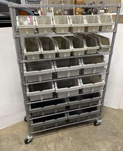 Seville Classics commercial grade NSF bin rack on wheels, includes: 12 ...