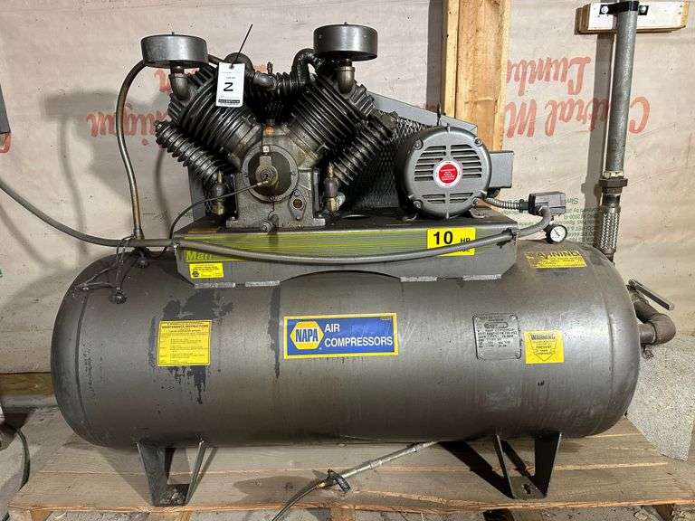 Napa "Iron Man" Air Compressor, 10 hp, 2-Stage, 120-Gallon Tank, 220 ...