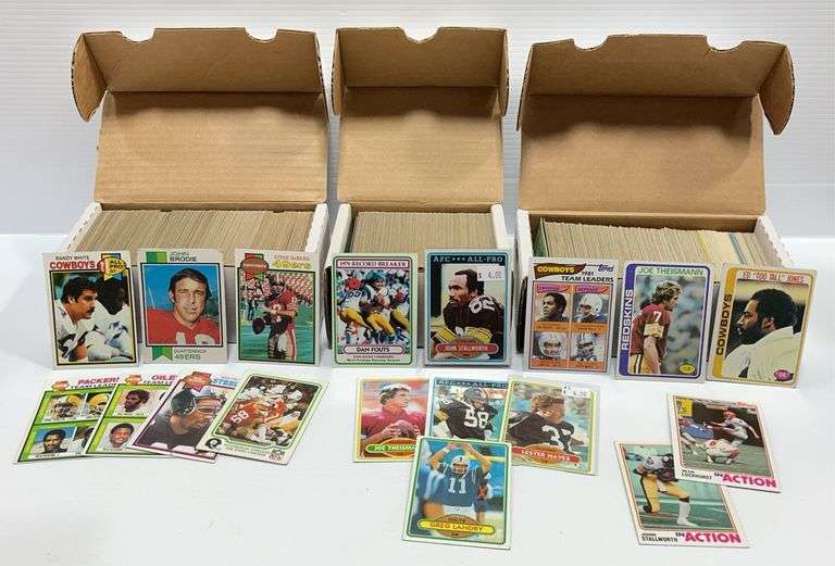 (3) Boxes with approx. 1,100 vintage football cards, includes: Topps ...