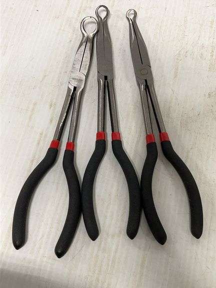 (3) Precision 11" long nose pliers with insulated comfort grip handles ...