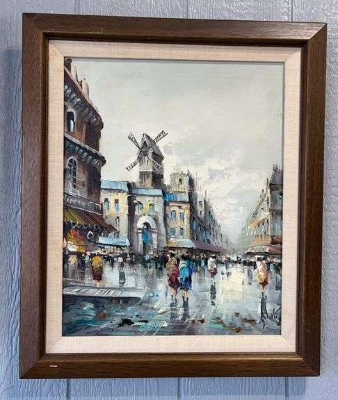 Antonio Devity original oil on canvas street scene painting, was ...