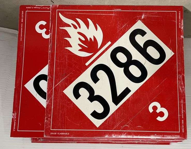 DOT placards, includes: (3) 1992, (1) 2924, (13) 3286, (8) 1993, and ...