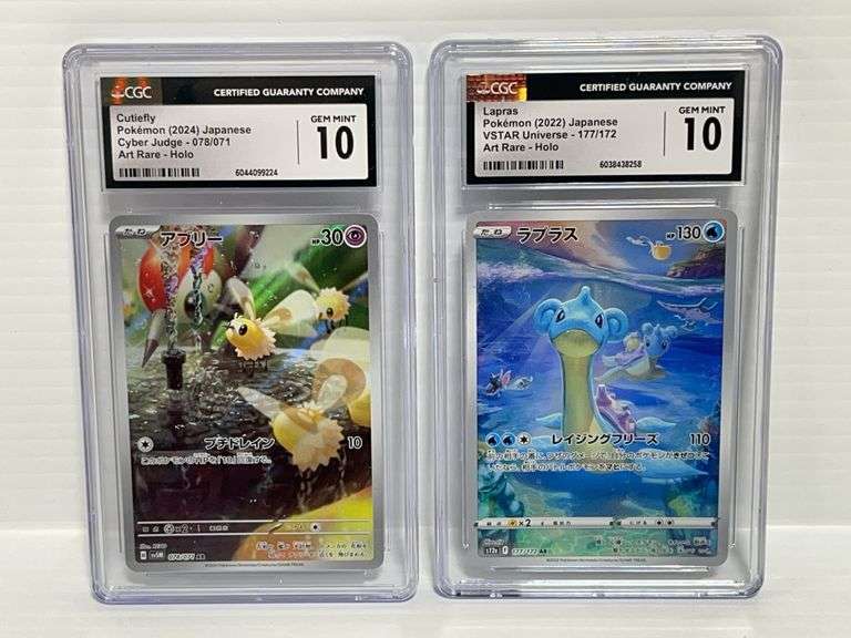 (2) Graded Pokemon cards, both Japanese, include: 2024 Cutiefly, graded GEM-10 by CGC; 2022 ...