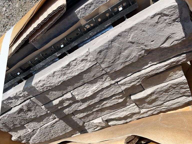 (32) Pieces of Affinity Cliff Ledge Yukon stone siding panels, and (4 ...