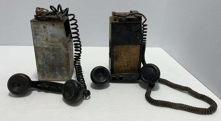 (2) Military style field phones, 9"L - Albrecht Auction Service