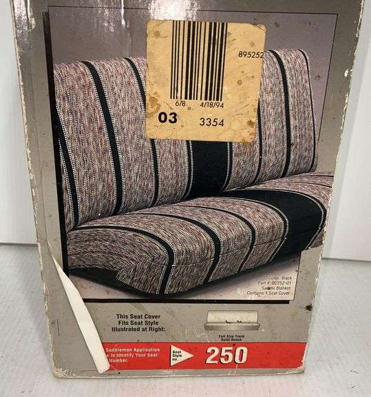 Truck seat cover, box- 15"H, NOS - Albrecht Auction Service