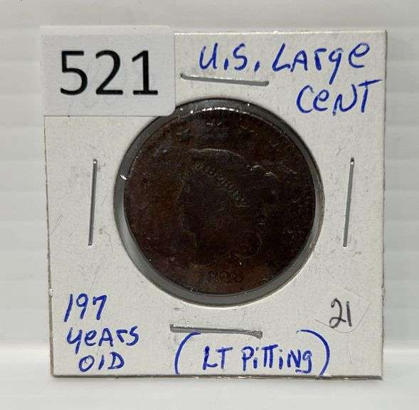 1828 US large cent, 197 years old, light pitting - Albrecht Auction Service