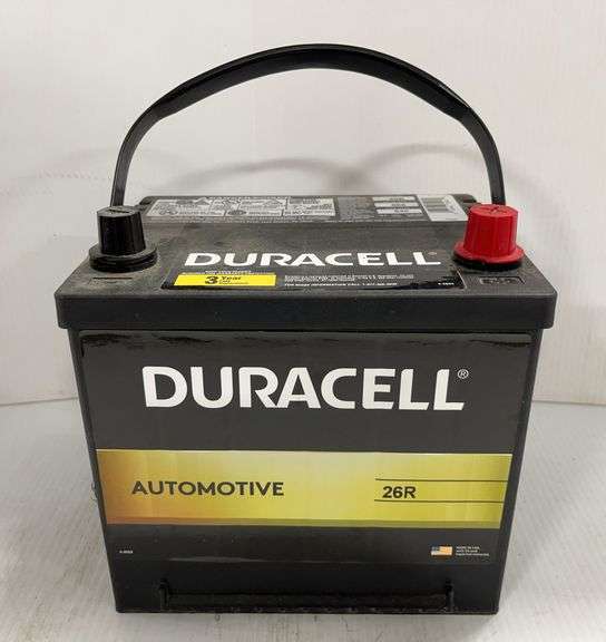 Duracell car battery, 26R, removed from generator, top post test 12.8V ...