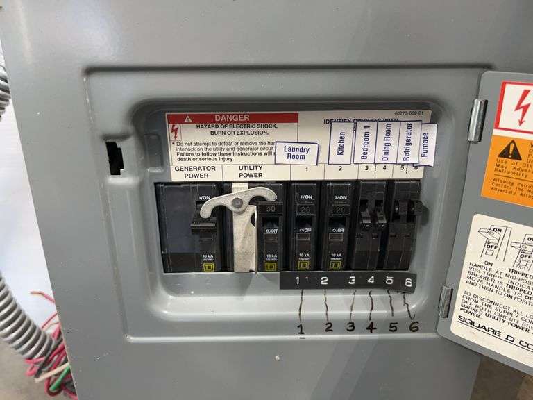 Gas powered generator powerback, 5,000W, Square-D generator box with (7 ...