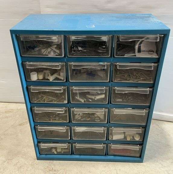 18-Drawer metal storage unit, includes: Screws, nuts, bolts and more ...