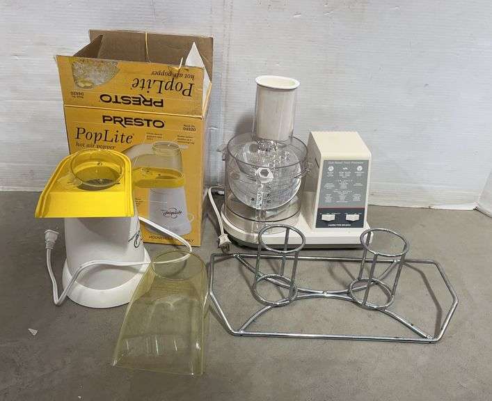 Presto air popper in box, 11"H; Hamilton Beach food processor; Double ...