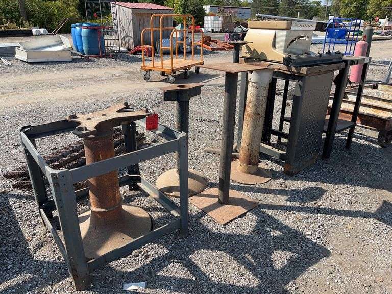Group of tool stands and pedestals, (2) Tool stands and (1) Work ...