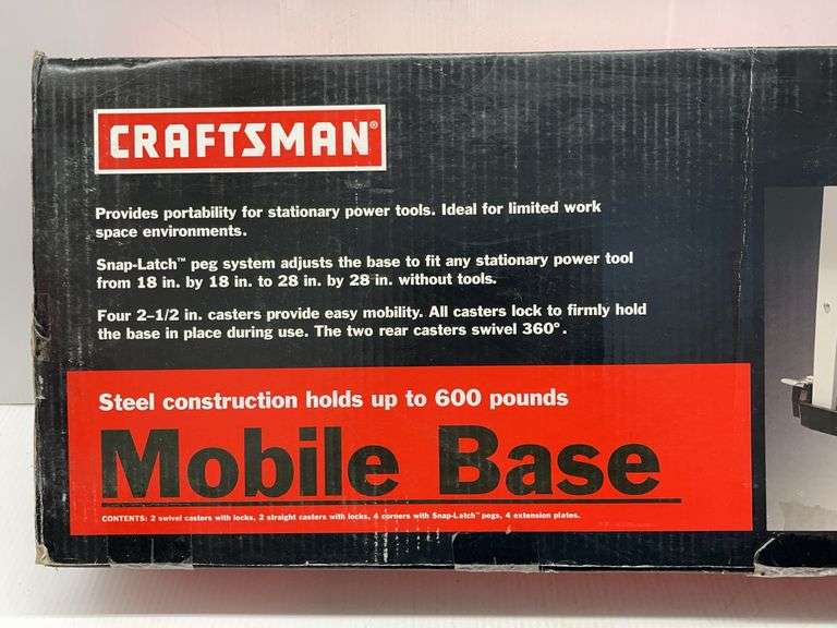 Craftsman mobile table saw base, fits 18" x 18" to 28" x 28" saws ...