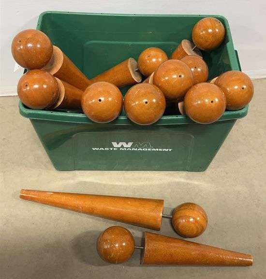 (12) Wooden legs with screw-on balls, legs- 12" and 16"L, balls- 4"Dia ...