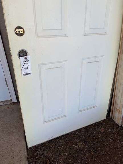 Steel 6-panel insulated exterior door, includes door jamb with hinges ...