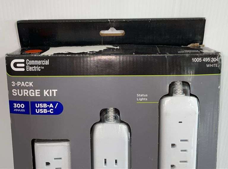 Commercial Electric 3-pack of surge/extension/multi-plug set, includes ...