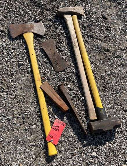 Craftsman maul with wood handle, (2) Ludell yellow handle tools: 1 ...