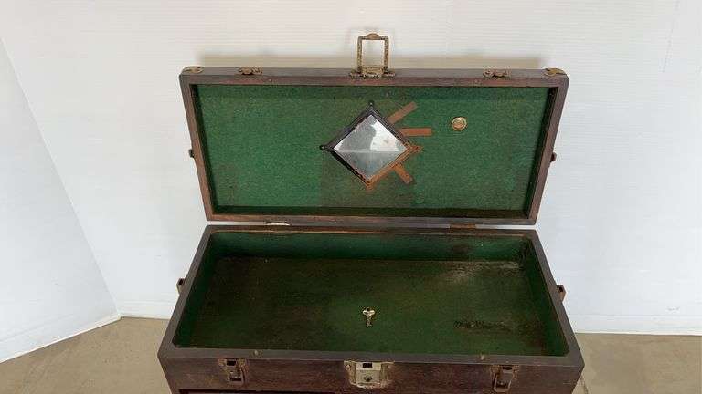 Older H. Gerstner & Sons 11-drawer oak machinist tool box with original ...