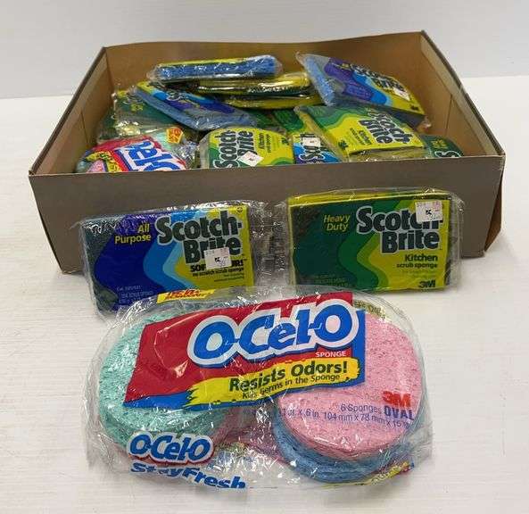 3M Scotch Brite, scrubbers, includes: (7) Soft scour, blue in color ...