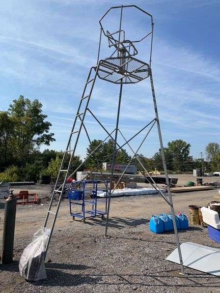 Tripod elevated hunting stand, platform is 12'H, shooting rail, 15 1/2 ...