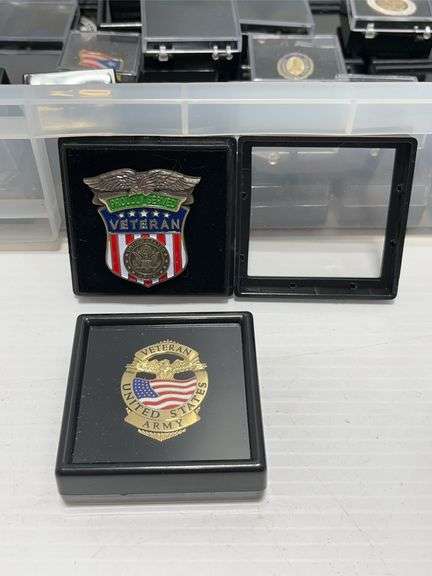 Various pins and pin boxes, Military related, up to 2 1/2"L, great, new ...