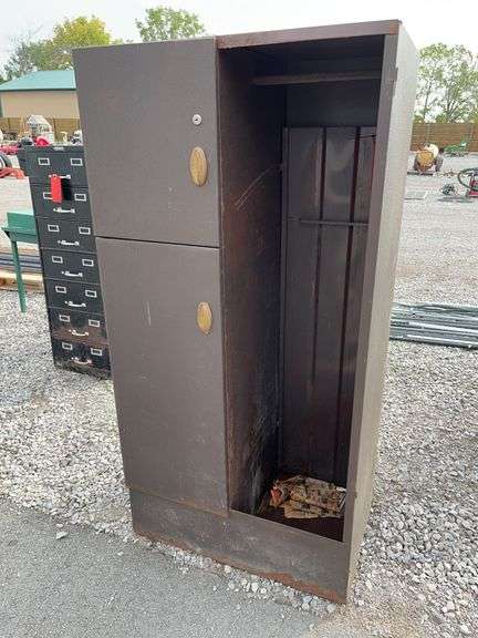 Brown locker with three compartments, good, 4-Tier adjustable shelving ...