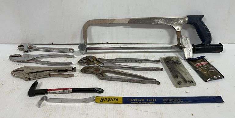 (11) Craftsman tools, includes: Pliers, vise grip, hand saw, crescent ...