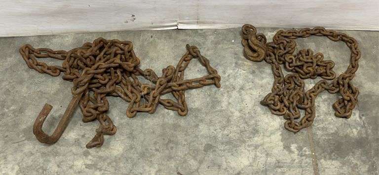 (2) Chains with hooks on one end, 1/4" x 1 3/4" links x 15'L; 1/4" x 1 ...