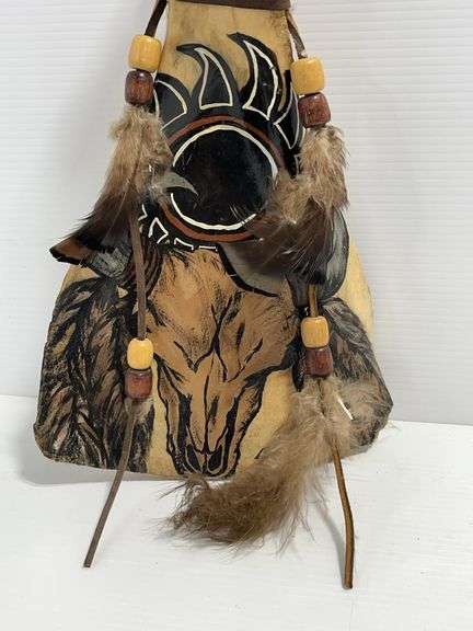 Older Native American, painted buffalo shoulder bone, signed - Albrecht ...