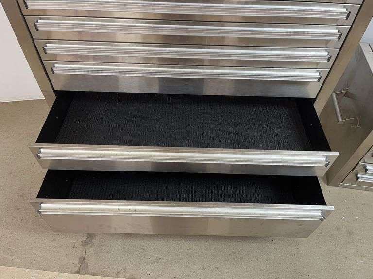 Steel Glide stainless 2-tier rolling tool chest, 14-total drawers ...