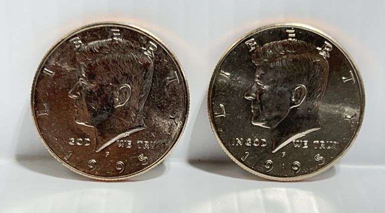 (2) 1995 quarters, UNC, both have the same die crack between the "1 ...
