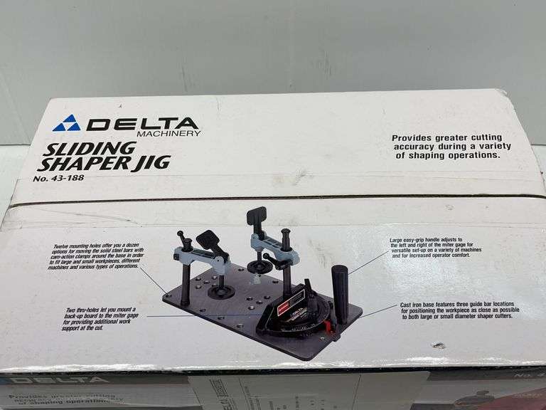 Delta sliding sharpening jig, box- 16"W, NIB - Albrecht Auction Service