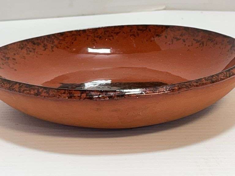 Redware bowl, 7 1/2"Dia with cow decoration, Long Family Pottery of ...