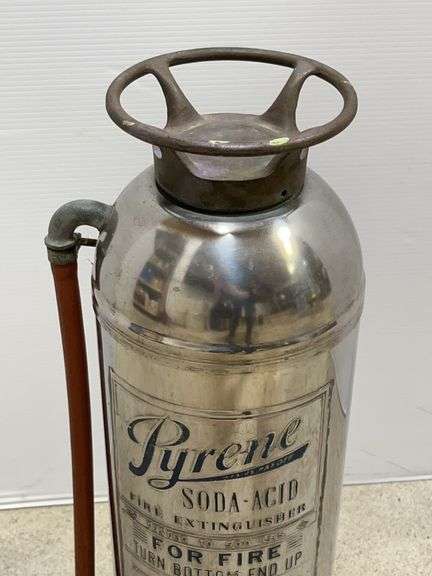 Older aluminum 2 1/2-Gallon, Pyrene soda-acid fire extinguisher with ...