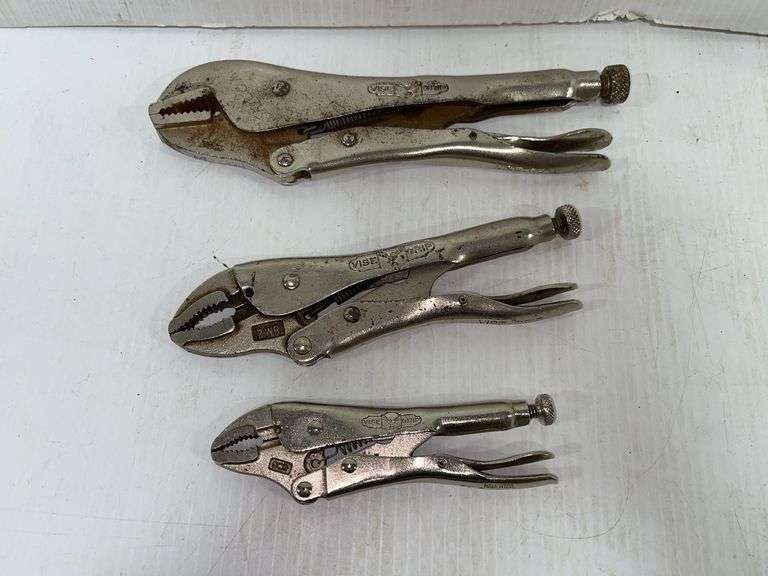 (3) Vise grip brand vise grips, one each- small, medium, and large, up ...