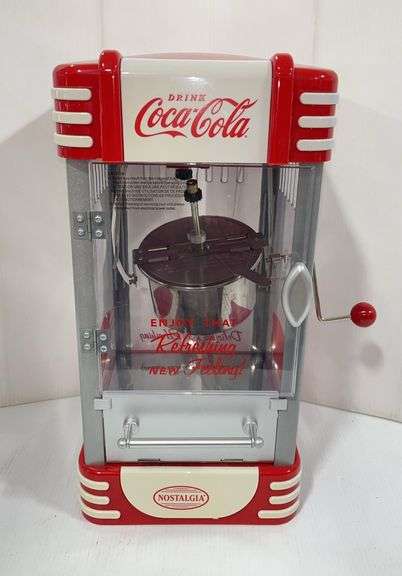 Nostalgia Coca-Cola popcorn machine, makes up to 10 cups, built-in ...