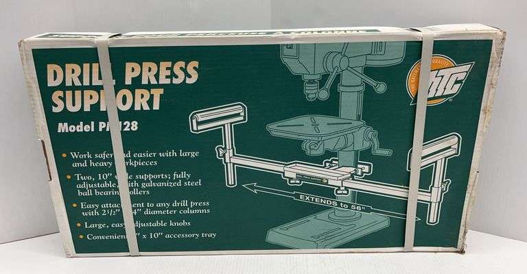Drill press support with box, extends to 56" - Albrecht Auction Service