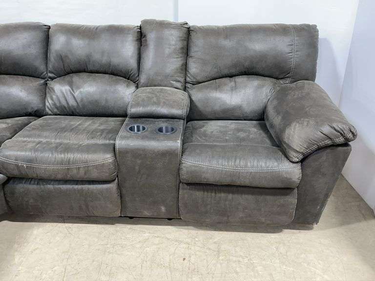 3-piece Ashley furniture charcoal grey L shaped reclining sectional ...