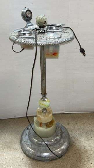 Antique art deco smoking stand with Houze lighted glass, all intact and ...