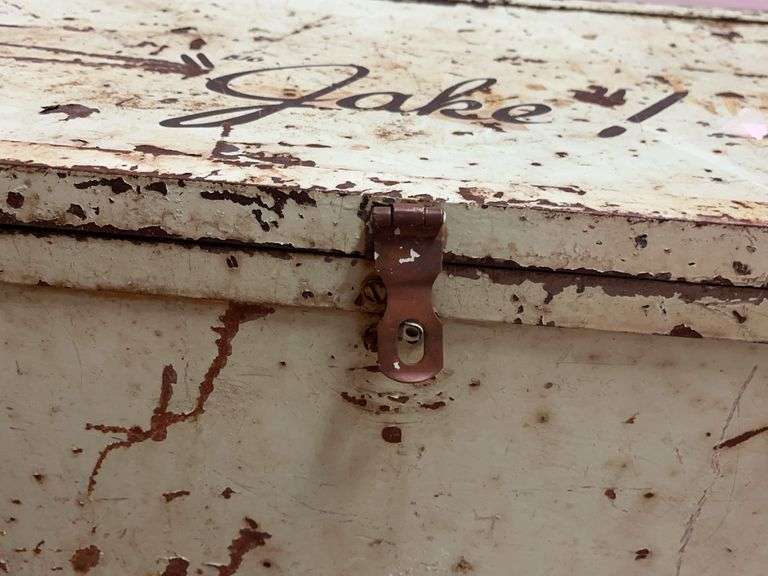 Antique skilled trades tool box, lockable, 30"W x 16"D x 17"H, very ...