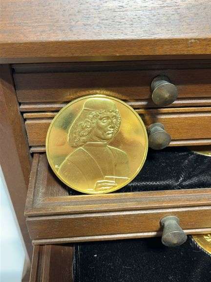 Franklin Mint Leonardo DaVinci solid gold electroplate on sterling ...