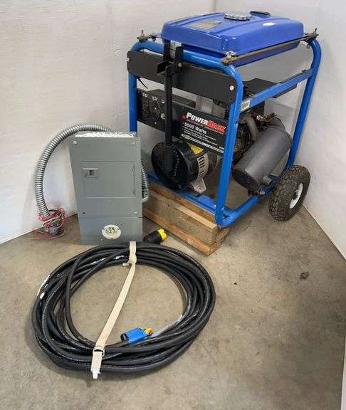 Gas powered generator powerback, 5,000W, Square-D generator box with (7 ...
